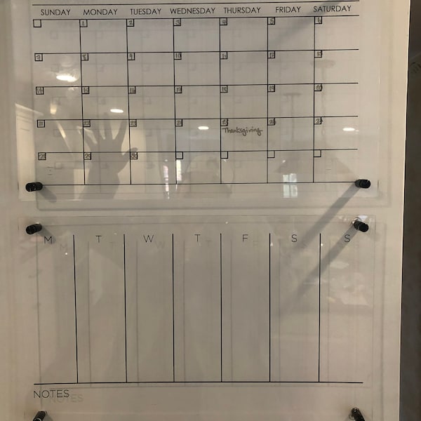 Acrylic Weekly Calendar for Wall || Custom Dry Erase Family Planner ...