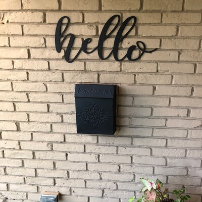 Hello Metal Sign Metal Wall Art Hello Sign Metal Words Front Porch ...