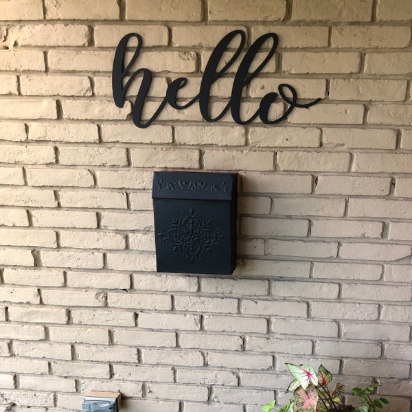 Hello Metal Sign Metal Wall Art Hello Sign Metal Words Front Porch ...