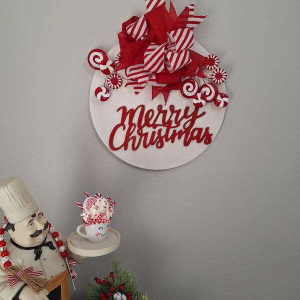 Handmade Peppermint Candy Christmas Door Hanger - Etsy