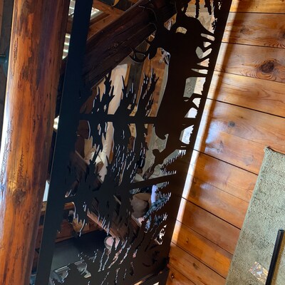 Decorative Rustic Metal Panel, Metal Panel Insert, Wildlife Scenery ...