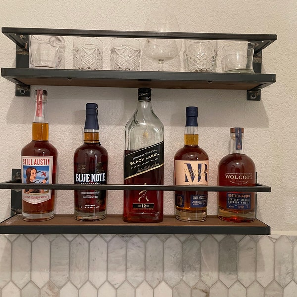 Bar Shelf, Whiskey, Wine Display, 24 Inch. - Etsy