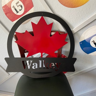 Maple Leaf Monogram Canada Metal Sign, Personalized Home Decor, Maple ...