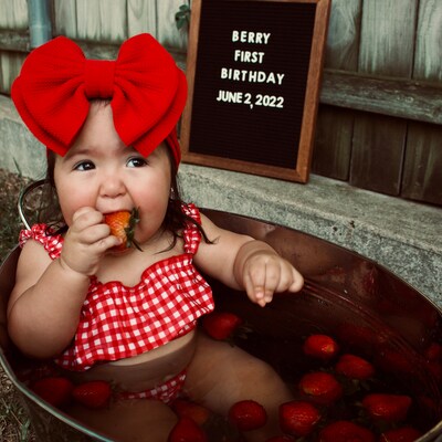 Red Bow Pull Proof Stretchy Red Headwrap Permanently Sewn Wrap Red Bow ...