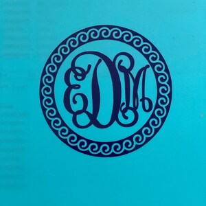 Monogram Vinyl Decal, Monogram Sticker Personalized Monogram, Circle or ...
