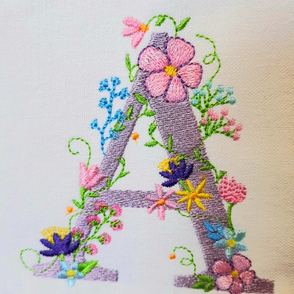 Floral Whole Alphabet Garden Flag Monogram Lace Swirl Flowers Block ...