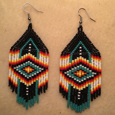 Native Style Pattern, Earrings Pattern, Brick Stitch Pattern, Seed Bead ...