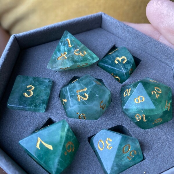 Green Fluorite Gemstone Dice (chlorophane) Hand Carved Polyhedral Dice ...