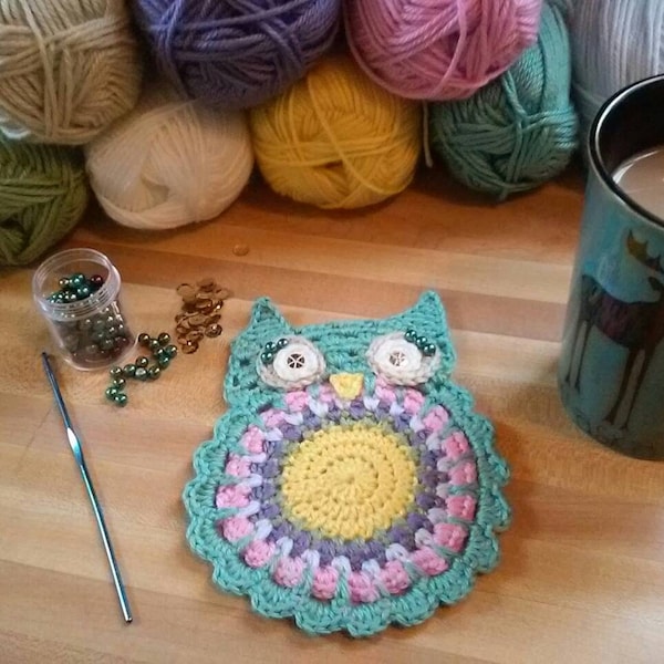 Crochet Owl Coaster Pattern: Applique PDF (digital Download) - Pattern ...