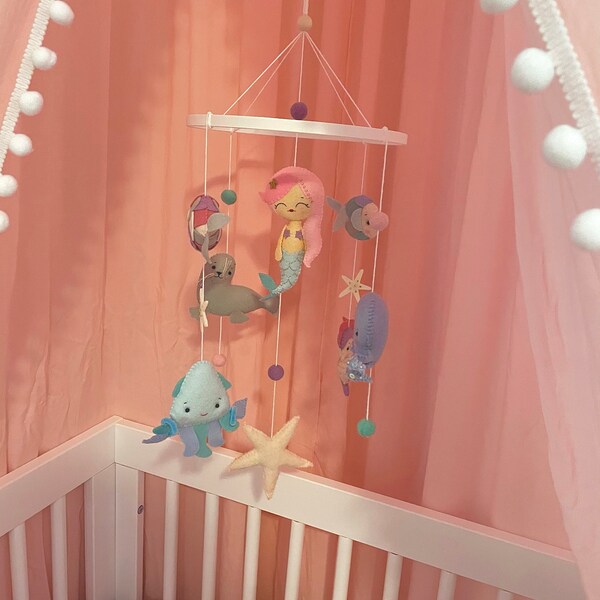 Mermaid Baby Mobile, Ocean Crib Mobile, Sea Creatures Cot Mobile ...