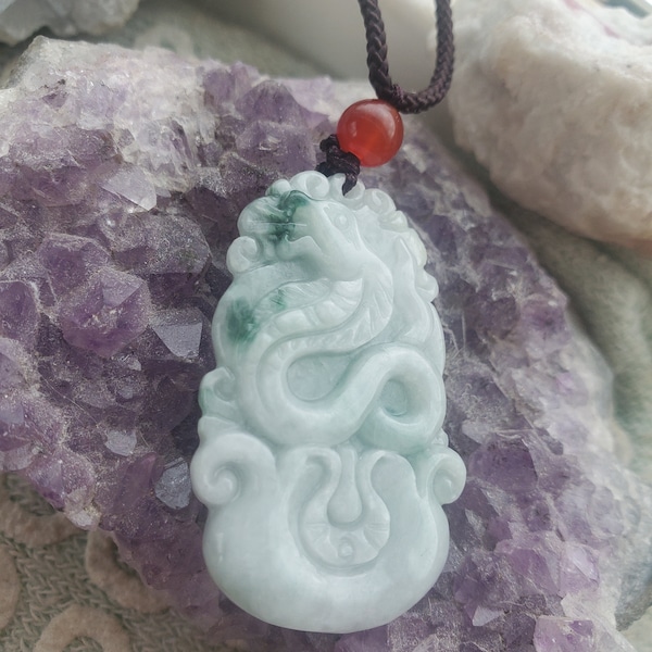 Real Green Jade Snake Necklace, Chinese Zodiac Year of Snake Charm ...