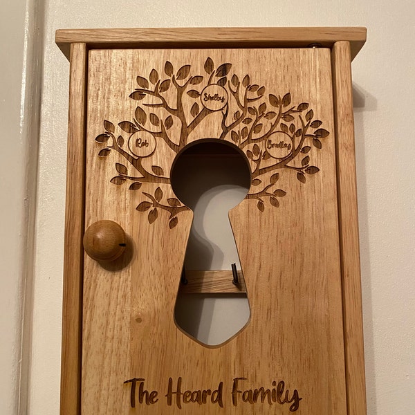 Personalised Wooden Key Box, House / Car Key Cabinet, Cupboard. Rack ...