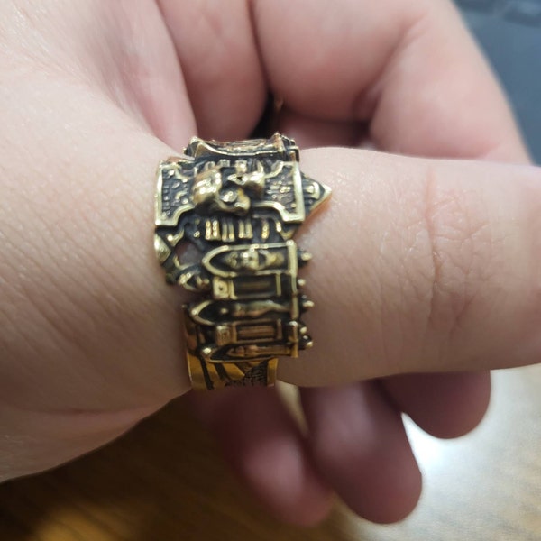 Inquisition Rosette War Scull Hammer Jewelry Ring. Sci Fi Space ...