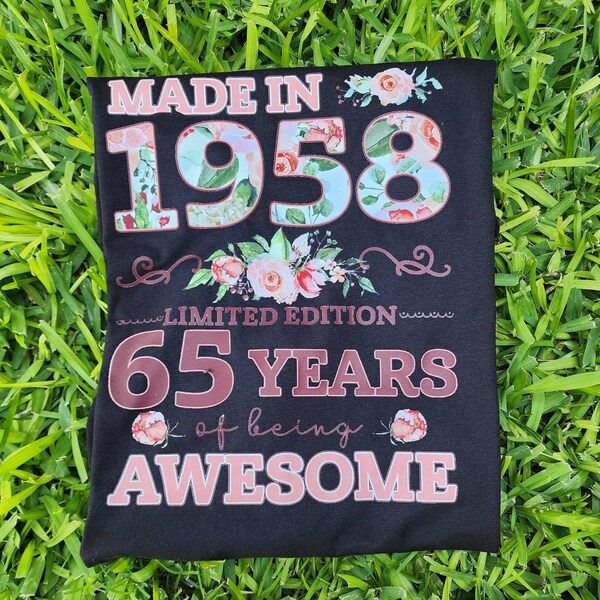 65th Birthday Shirt PNG / Born in 1959 Floral Design / Made in 1959, 65 ...