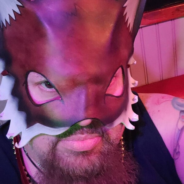 Fox Leather Mask Fairy Leaf Maple Autumn Natural Wiccan Masquerade ...