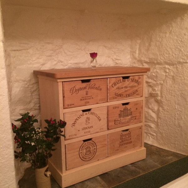 Rustic Wine Box Bedside Table Handmade - Etsy