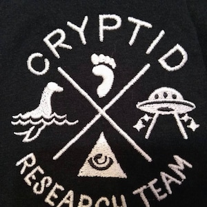 Cryptid Research Team Embroidered Tee Bigfoot Shirt Loch Ness Monster ...