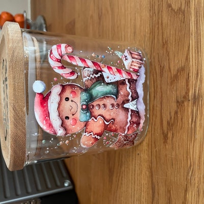 Personalised Gingerbread Man Treat Jar, Glass Storage Jar With ...