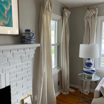 Acrylic Lucite Rectangular Curtain Rod Set Gold Includes Drapery ...