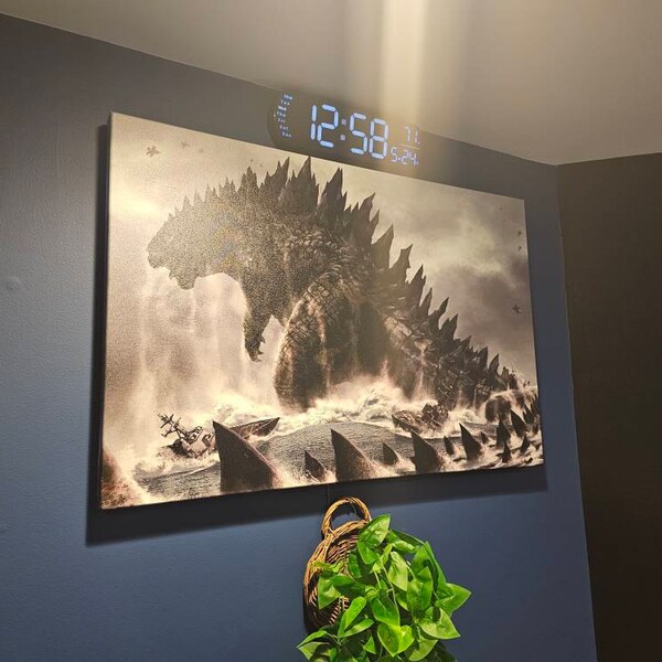 Godzilla Painted Black Ink Movie Canvas Poster Wall Art Home Decor ...
