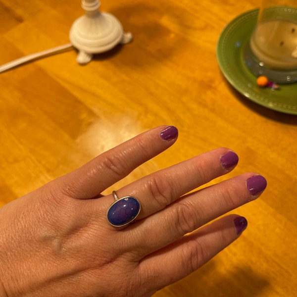 Elegant Pastel Blue Pink Purple Dragon Agate Sterling Silver Ring ...