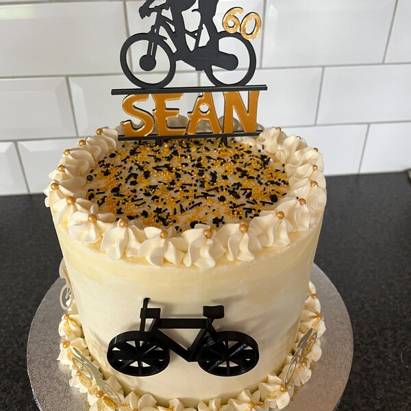Cycling Cake Topper, Bike Cake Topper, Personalised Cycle Cake Topper ...