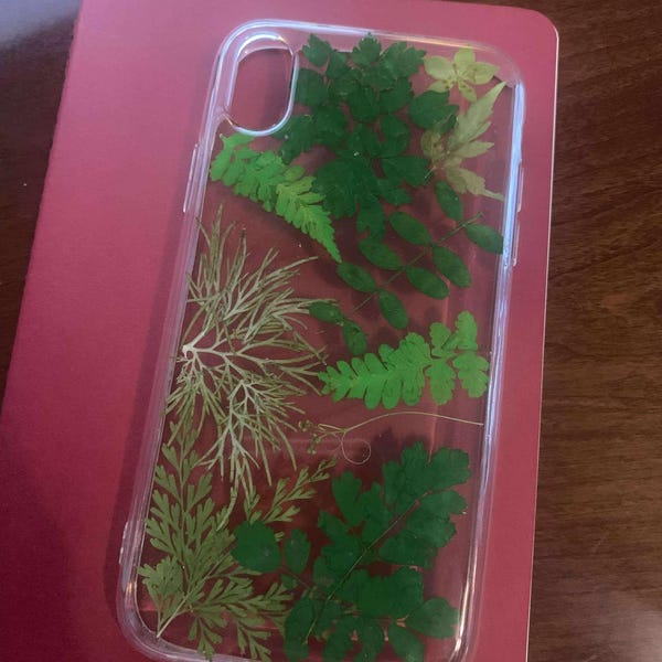 Pressed Flower Dried Leaf Fern Plant Phone Case, iPhone 16 Pro Max 15 ...