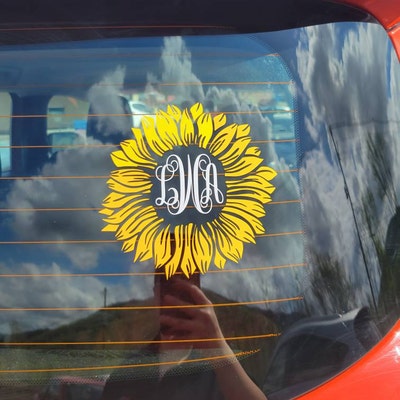 SUNFLOWER OUTLINE Monogram//monogram Decal//sunflower Decal//sunflower ...