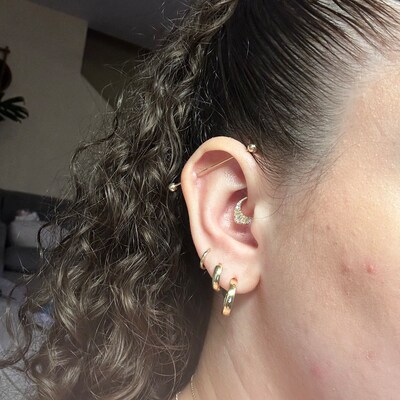 14k Solid Gold Spike Cone Rook Piercing Eyebrow Piercing Belly Button ...