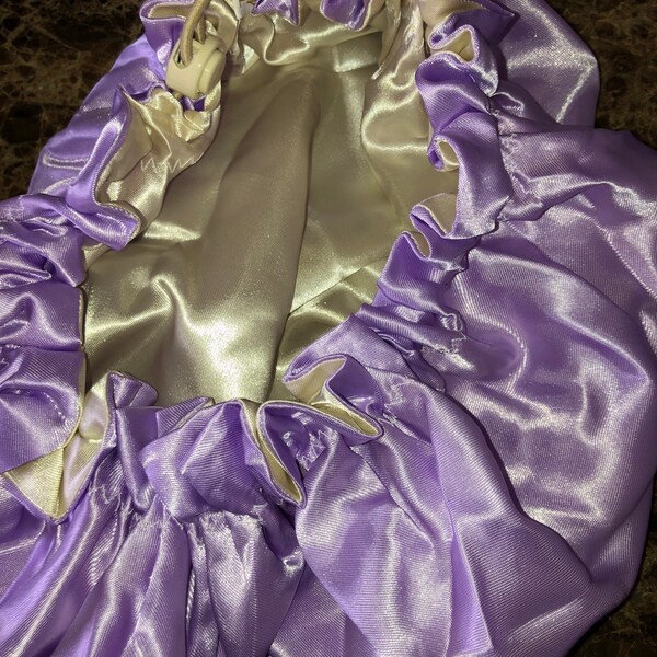 Customisable - Drawstring Double Layered Reversible Satin Bonnet ...
