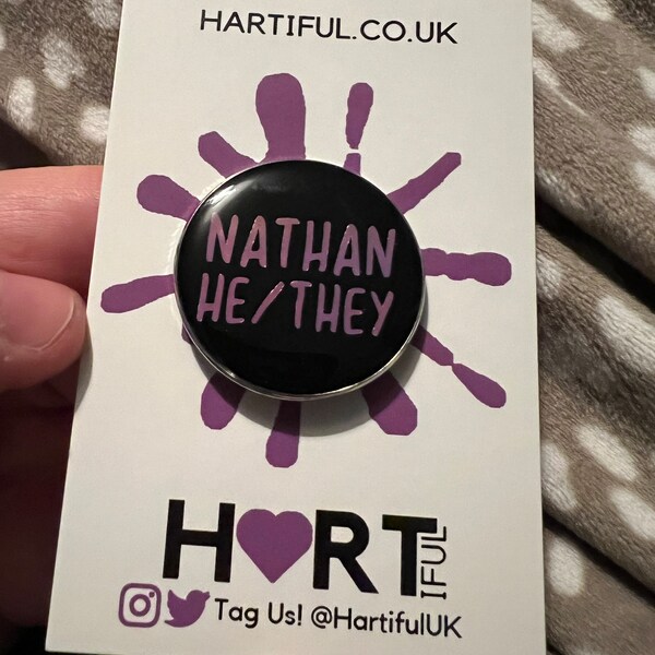 Personalised Pick Your Text/shape Circle Enamel Pin | Customised Pin ...