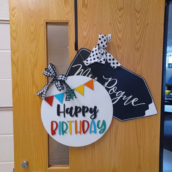 Happy Birthday Door Hanger - Birthday Banner Door Hanger - Birthday ...