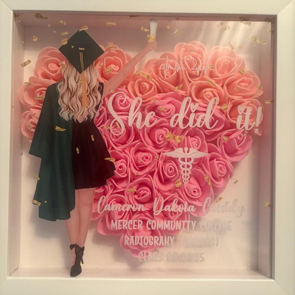 Personalized Congrats Graduation Flower Shadow Box, High School ...