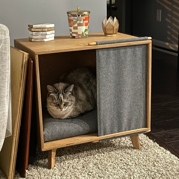 Sliding Door Cat Litter Box Furniture, L, Cat Litter Box Cover, Cat ...