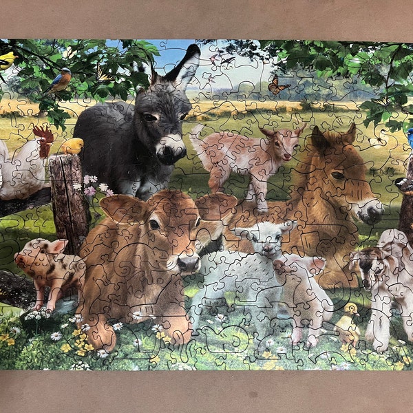 Wooden Jigsaw Puzzle "farm Kindergarten" 200 Pcs Farming Animal Kids ...