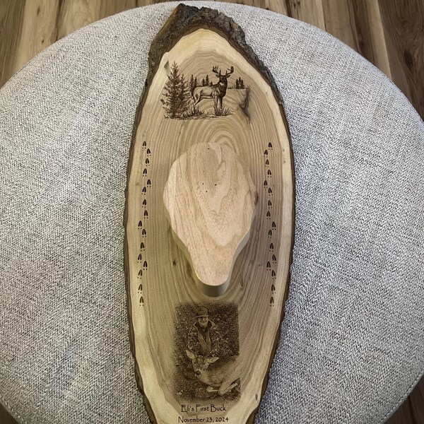 European Mount, Photo Engraved Hunting Plaque, Deer Skull Mount ...