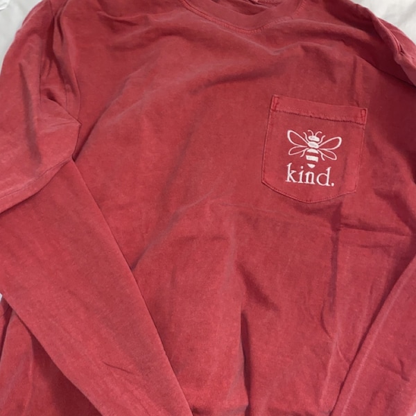 Bee Kind Long Sleeve Tee- Comfort Colors Bumblebee Pocket Tee ...