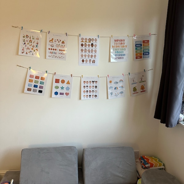 Set of 8 Rainbow Educational Posters for Kids, Digital Learning Bundle ...