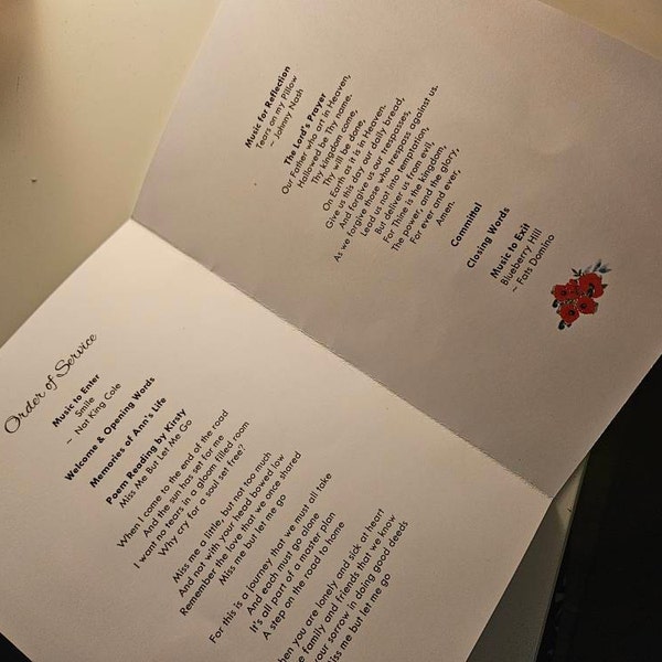 Personalised Funeral Order of Service & Laminated Memorial Cards ...