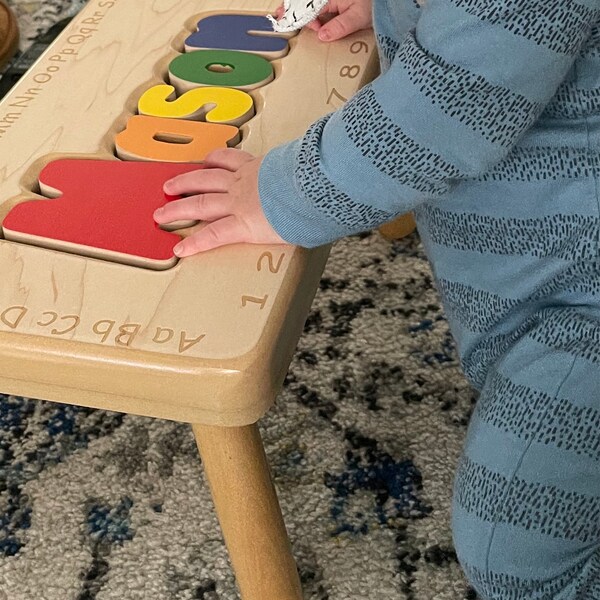 Name Puzzle Stool With Alphabet - Etsy