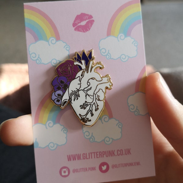 Anatomical Heart Enamel Pin Romantic Pin Romantic Pin Heart Pin Heart ...