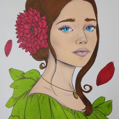 Mermaid Hug Grayscale Coloring Page ORIGINAL HAND DRAWN Mermay ...