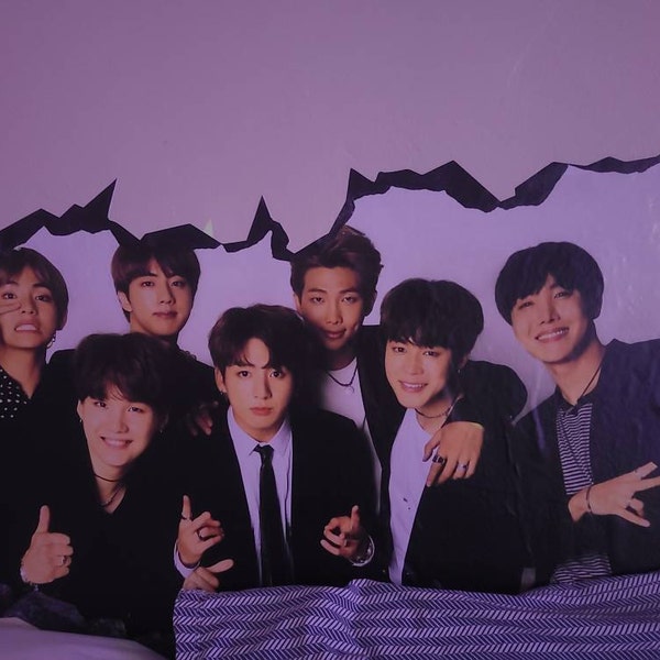 Wall Sticker BTS Korean Boys Band 3D Hole in the Wall Effect C Self ...