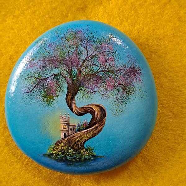 Flower Wizard original Oil Painting on a Stone by Yana Khachikyan - Etsy