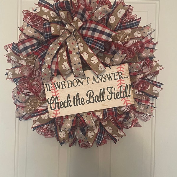 Baseball Sign, Baseball Sign for Wreath, If We Don't Answer Check the ...