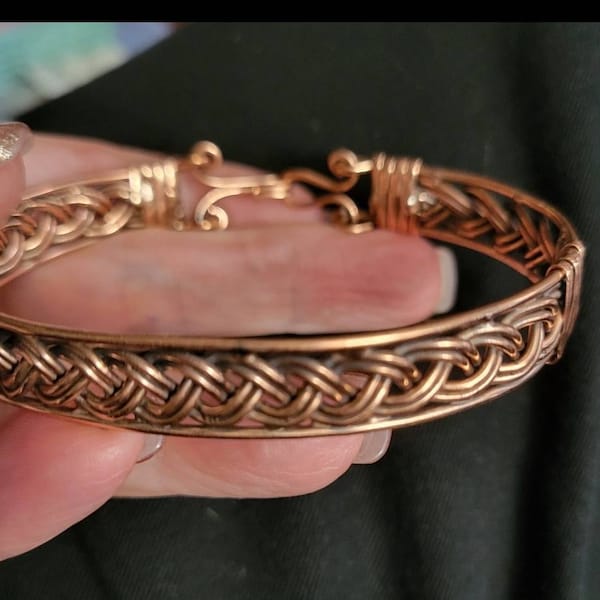 Copper Wire Wrapped Cuff Men Bracelet Wire Wrap Bangle Unisex Bracelet ...