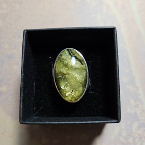 Square Yellow Amber Ring, Genuine Baltic Amber, Yellow Amber Ring ...