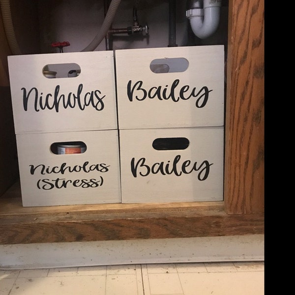 Set of 5 Labels - Custom Vinyl Decal Bin Organizer Labels - Home ...