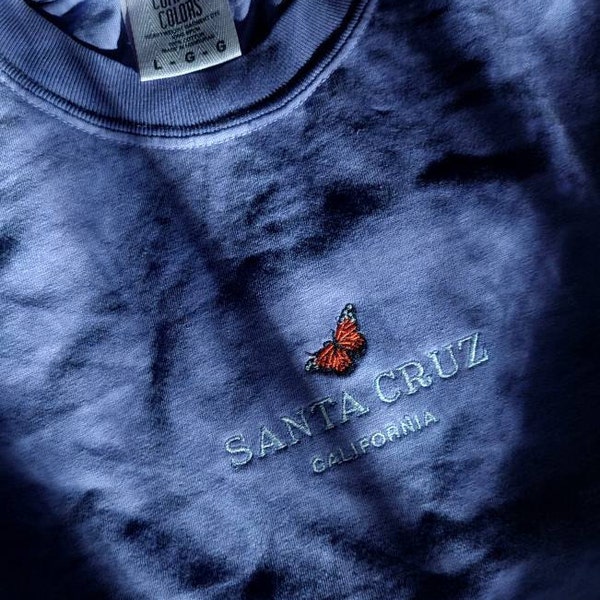 Santa Cruz California T-shirt, Butterfly Vintage Tee Embroidered ...