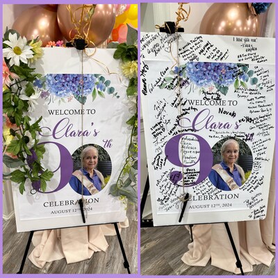90th Birthday Sign, Floral 90th Birthday Party Sign, 80th Birthday Sign ...